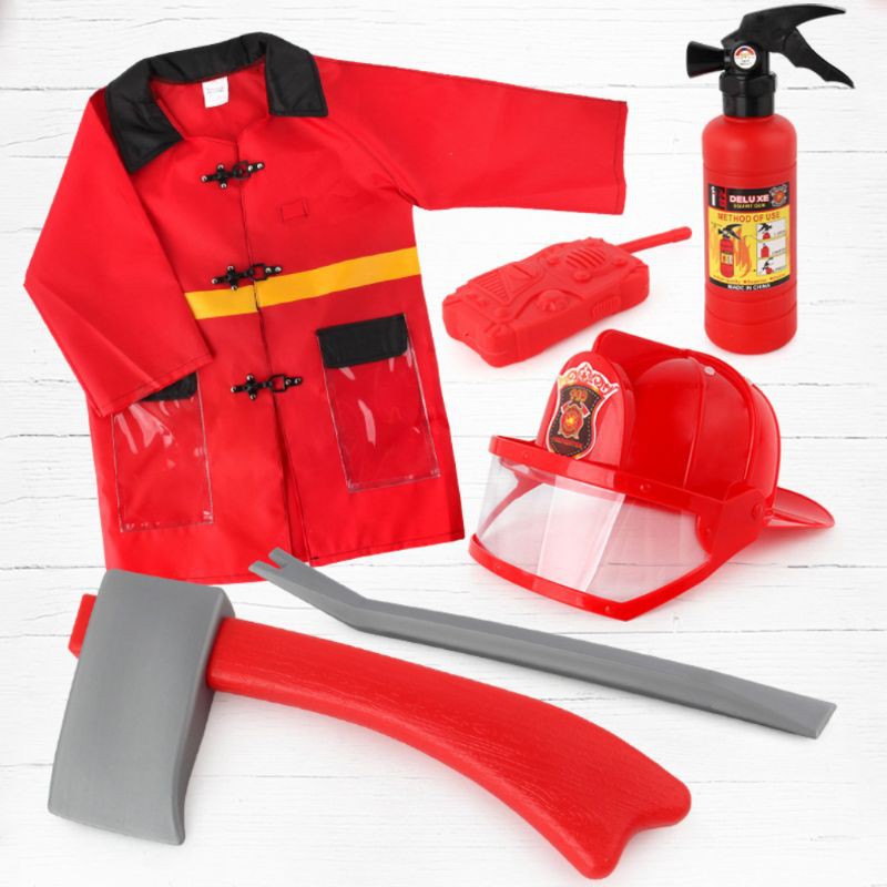 WIN.4pcs/set Children Firefighter Fireman Cosplay Toys Kit Fire ...