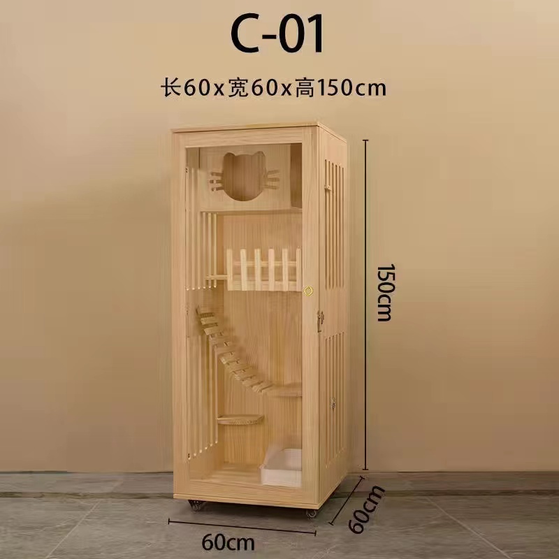 Cat Litter Nordic Style Solid Wood House Cat Cage Cat Villa Oversized