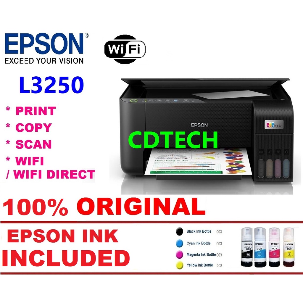 Epson EcoTank L3250 WIFI / L3110 / L3210 / L3150 / l3250 / L3256 Wi-Fi All-In-One Ink Tank ...
