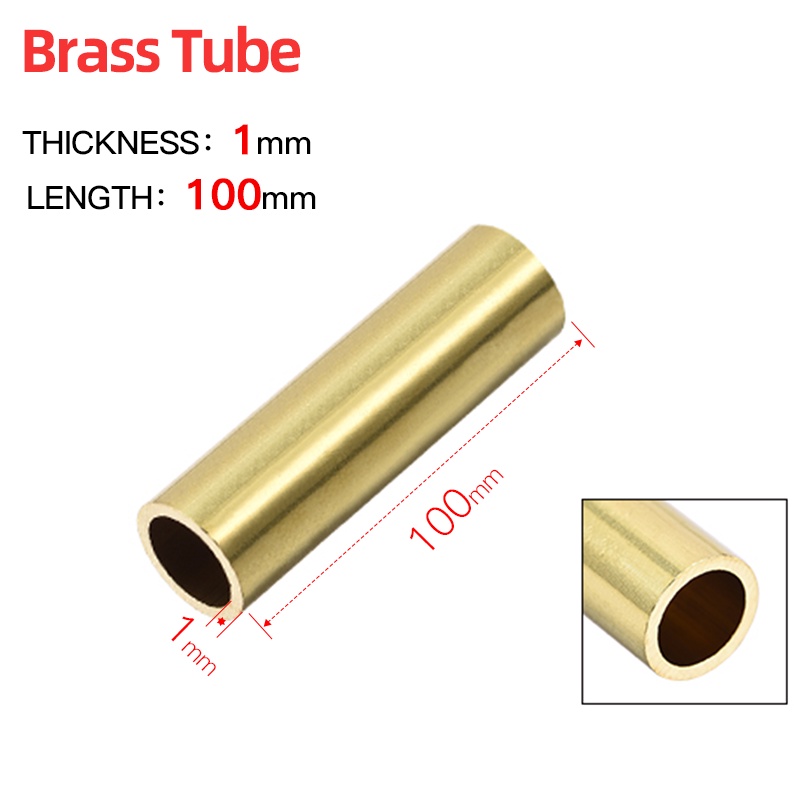 Brass pipe 1mm 0.5mm wall thickness 100mm length Straight copper pipe ...