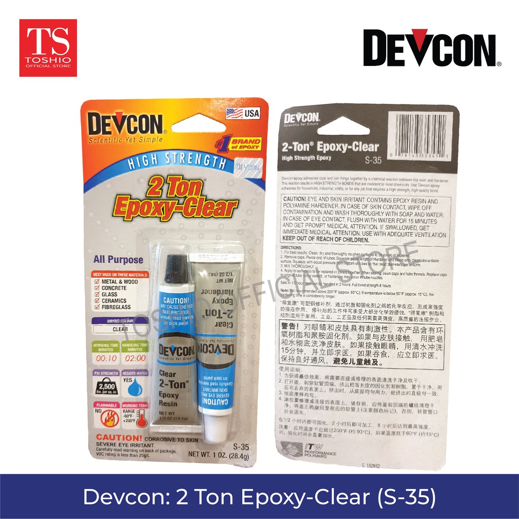 DEVCON Epoxy Adhesive (2 Ton White / Clear, 5 Minute, and Plastic Steel ...