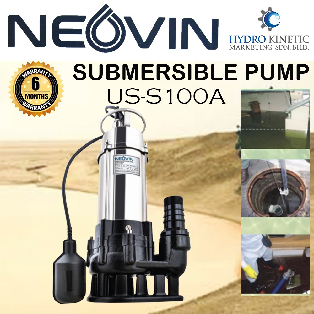 NEOVIN US-S100A AUTO SUBMERSIBLE SEWAGE PUMP LIFT SUNCTION WATER PUMP ...