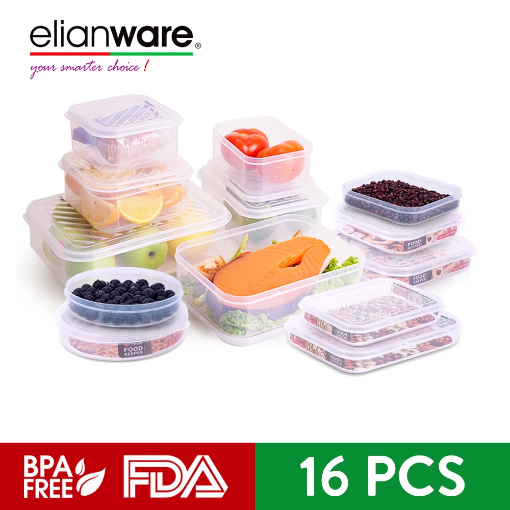 Elianware BPA Free Transparent Fridge Freezer Microwavable Food ...