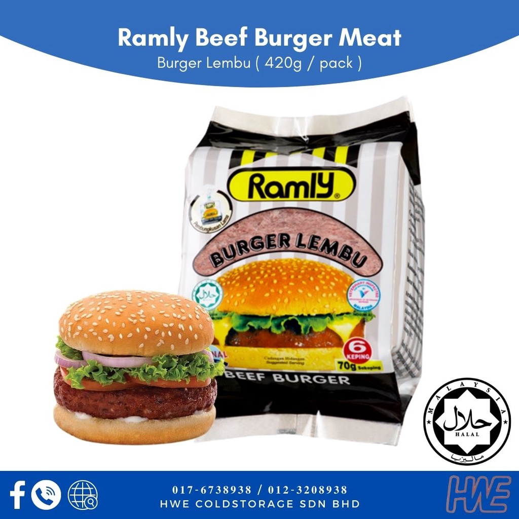 [Halal] Ramly Beef Burger Meat 420g | Ramly Burger Lembu | Shopee Malaysia