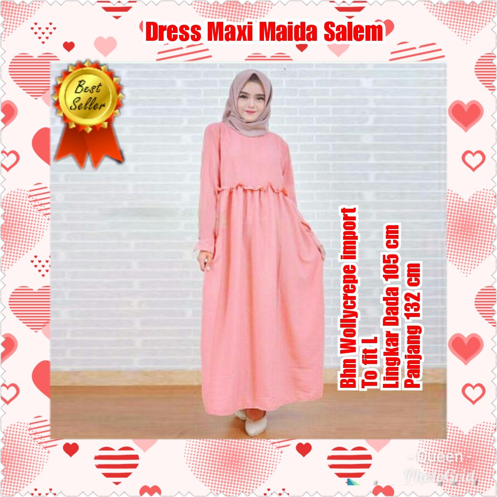 MAIDA MAXI DRESS WOLLYCREPE MATERIAL LD 105 PJ 132 | Shopee Malaysia