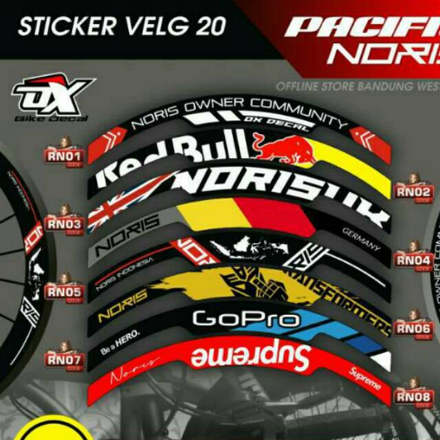 Rim stickers, rim stickers, contains 6 pacific noris bicycles, contains ...