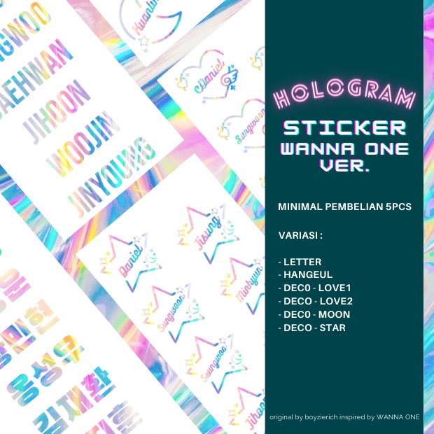 (MIN. 3pcs) WANNA ONE HOLOGRAM STICKER DECO FANMADE HOLOGRAM STICKER ...