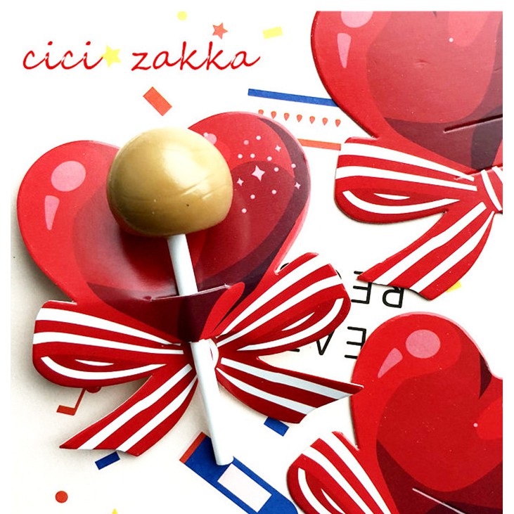 50pcs Heart Shape Lollipop Paper Cards DIY Door gift Wedding Party ...