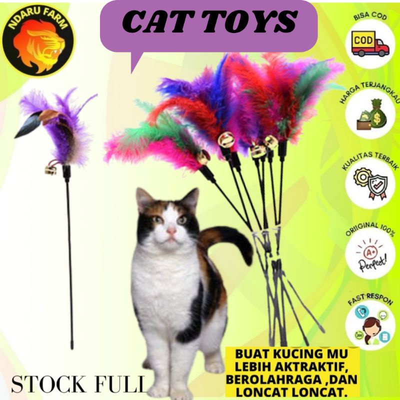Cat Toy Stick CAT TOYS CAT Bell kitten Feather Stick NDARUFRAM | Shopee ...