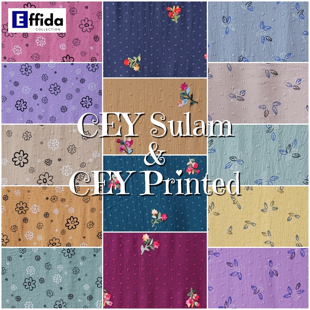 KAIN PASANG ITALIAN CEY CREPE SULAM & PRINTED EMBROIDERY (Harga Untuk ½ ...