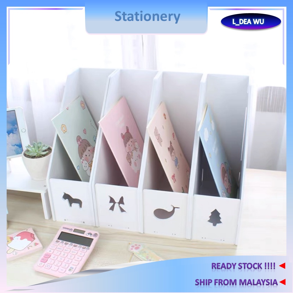 DIY Desktop Office File Holder Stationery Storage A4 Folder Holder Rak ...
