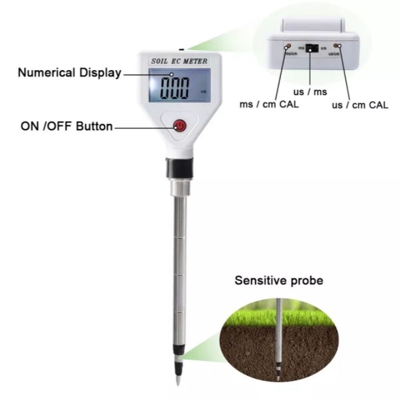 Test EC Tanah / Direct Soil EC Meter Tester fertigasi soil meter baja ...
