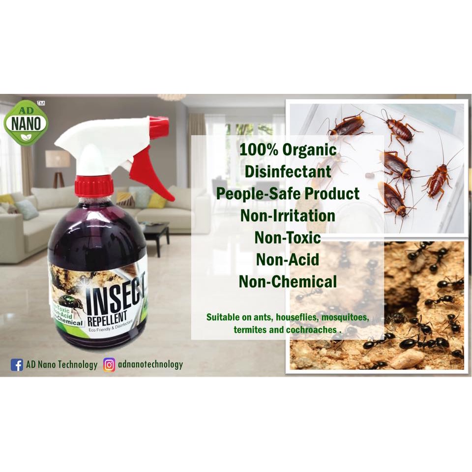 AD NANO INSECT REPELLENT (500ml) l ORGANIC l NANO TECHNOLOGY (PLANT ...