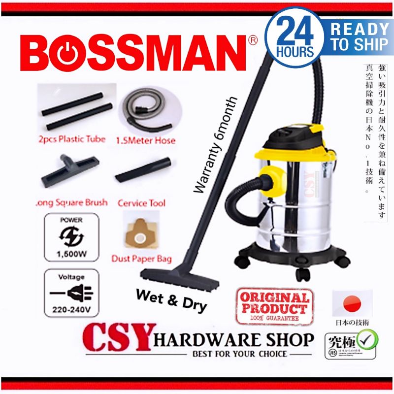 BOSSMAN 20L Wet & Dry Vacuum Cleaner 1500W 3 in 1 BSV20 | Shopee Malaysia