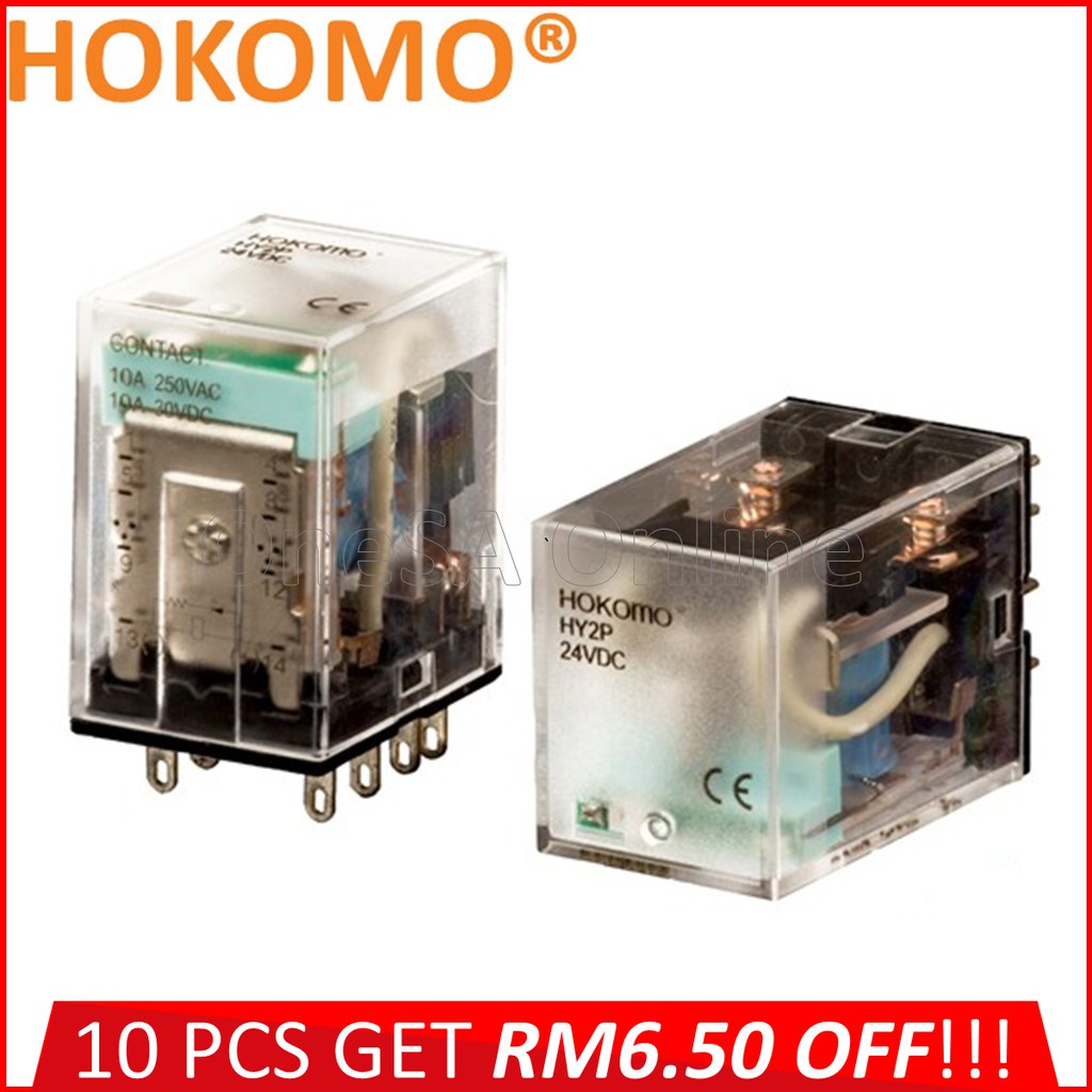 HOKOMO RELAY 8PIN 2PDT 10A C/W INDICATING LED TYPE,(HY2P) | Shopee Malaysia