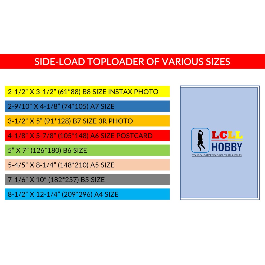 SIDE-LOAD TOPLOADER OF VARIOUS SIZES (B8, A7, B7, A6, B6, A5, B5, A4)u ...