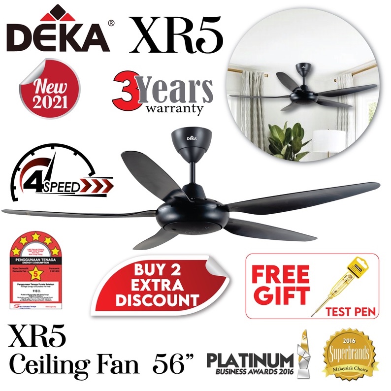 DEKA KRONOS XR5 56" Ceiling Fan 4 SPEEDS Remote Control + FREE GIFT ...