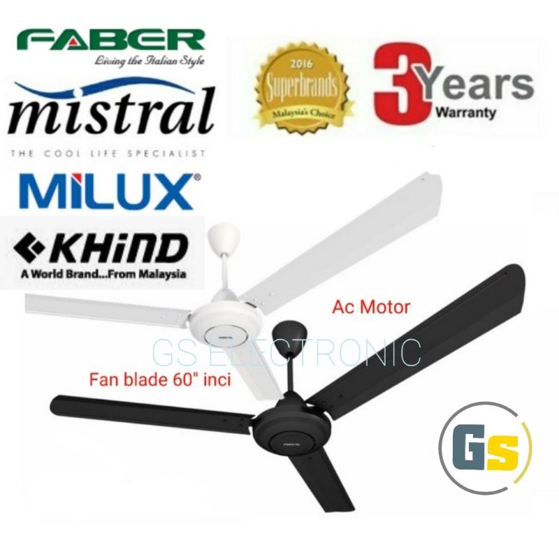 🔥Sales 🔥Ceiling Fan Mistral Khind 60” inci Fan blade/ FABER FCF-608 ...