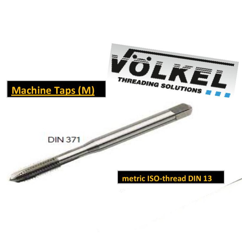 Volkel Machine Taps (M) 3 ~ 10 TiN Coated (DIN 371) Metric ISO-Thread ...