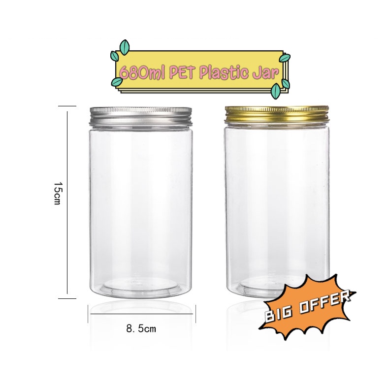 680ml Kitchen Storage Plastic Bottle Transparent Bottle Cookies Jar ...