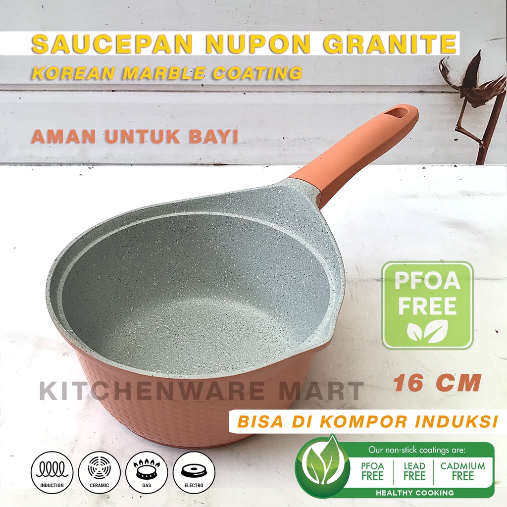 Nupon 16 cm PFOA FREE Ceramic Granite Saucepan - Non-Stick Sauce pan ...