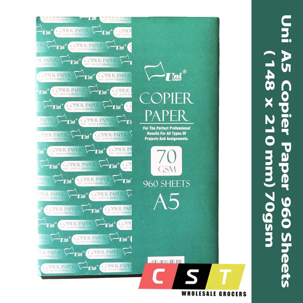Uni A5 Copier Paper 960 Sheets (148 x 210mm) 70gsm High Speed & High ...