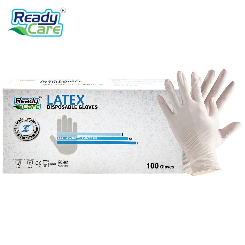 Readycare Powdered Latex Disposable Gloves 100pcs | Shopee Malaysia