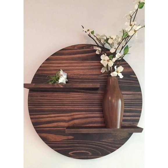 WoodWonderland Wooden Wall Display Rack Round Shape Rak Hiasan Bulat ...