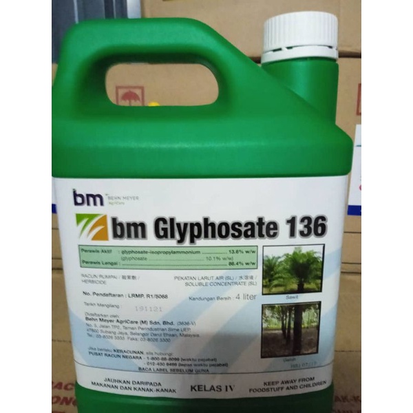 bm Glyphosate 136 (4 LITER)13.6% RACUN RUMPUT Lambat mati | Shopee Malaysia