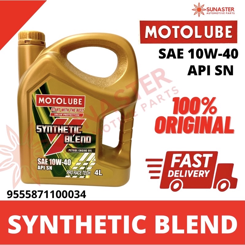 MOTOLUBE SEMI SYNTHETIC SAE 10W-40 Engine Oil Minyak Hitam Pelincir Injin Wira Waja GEN2 Persona ...