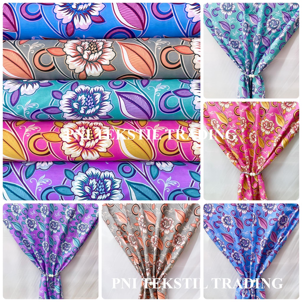 A-B (96% Polyester; 4% Cotton)TC Cotton Design "FLORAL" fabric / Kain ...