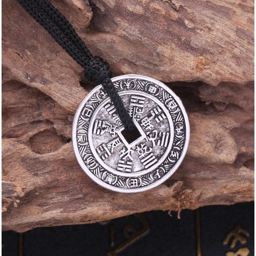 Men's Lucky Copper Coin Pendant Necklace Taoist Gossip Copper Safe ...