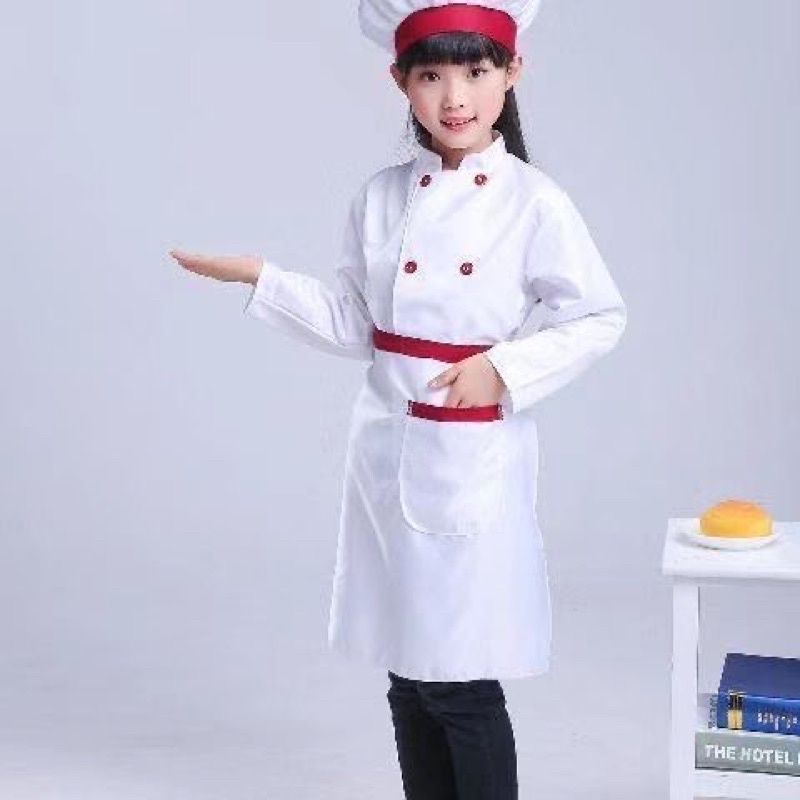 Baju Chef Budak Kids Chef Costume Kitchen Cosplay Kids Apron Apron ...