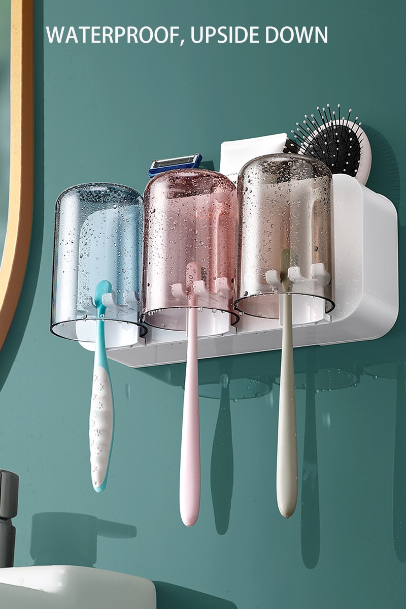ASWEI Toothbrush Holder Automatic Toothpaste Dispenser Cups Wall ...