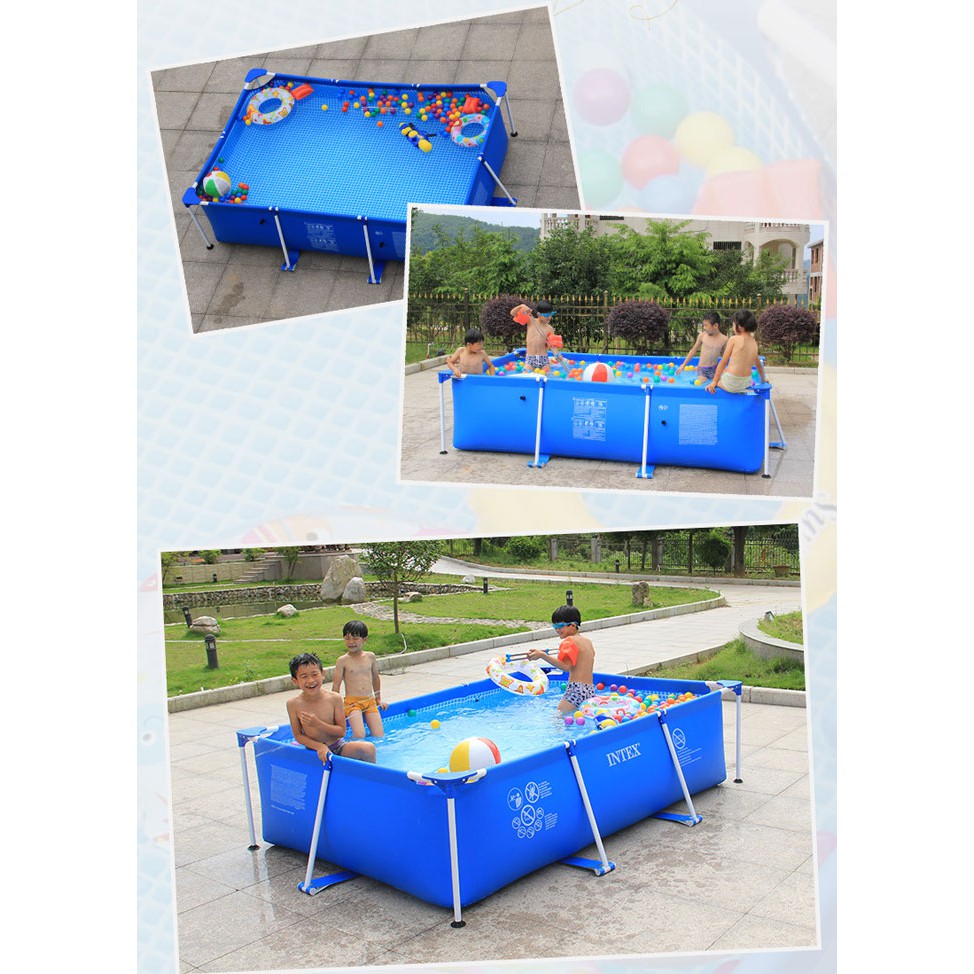 INTEX 2.2m Swimming Pool Metal Frame Swim Pool Family Kolam Renang 2 ...
