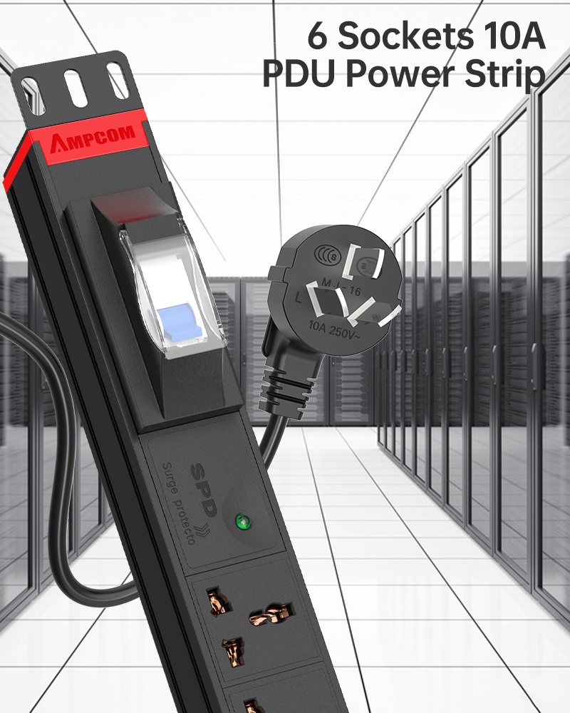 AMPCOM PDU Overload Short Air Circuit Breaker Surge Protection ...