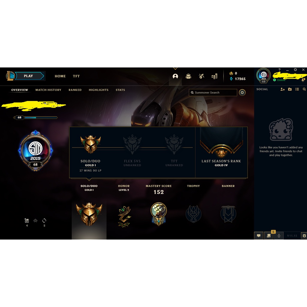 Selling League of Legends Account (Season11 Gold1 90LP, 17k Blue ...