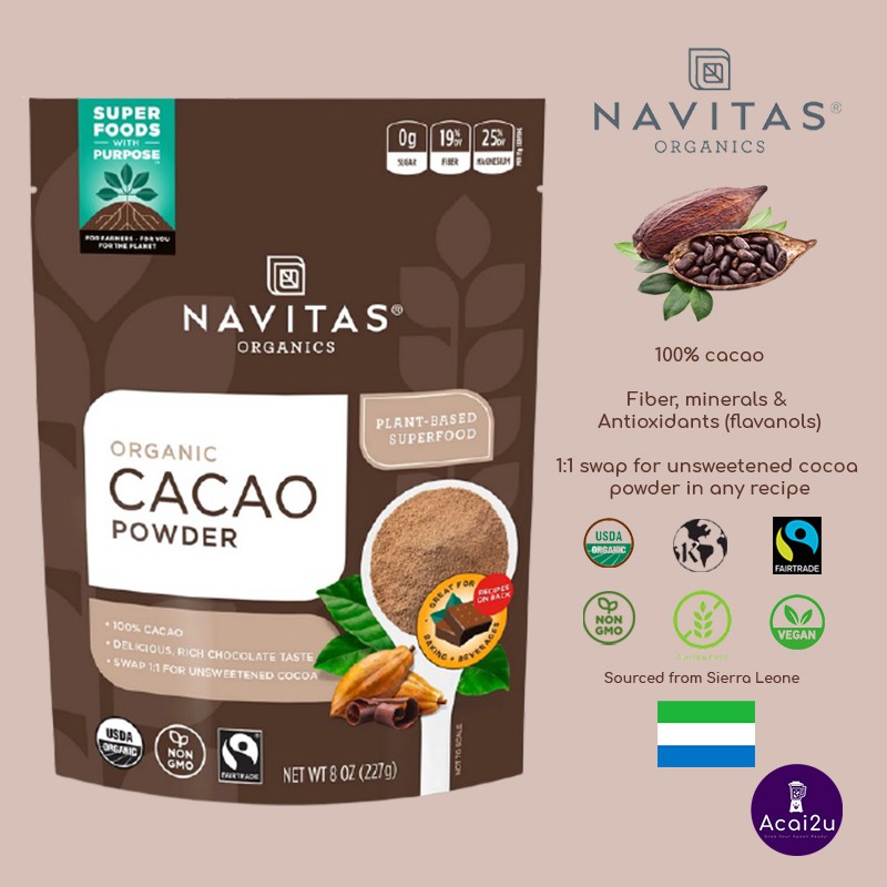 Navitas Organics Organic Cacao Powder, 100% Cacao, Great for Baking & Beverages | Shopee Malaysia