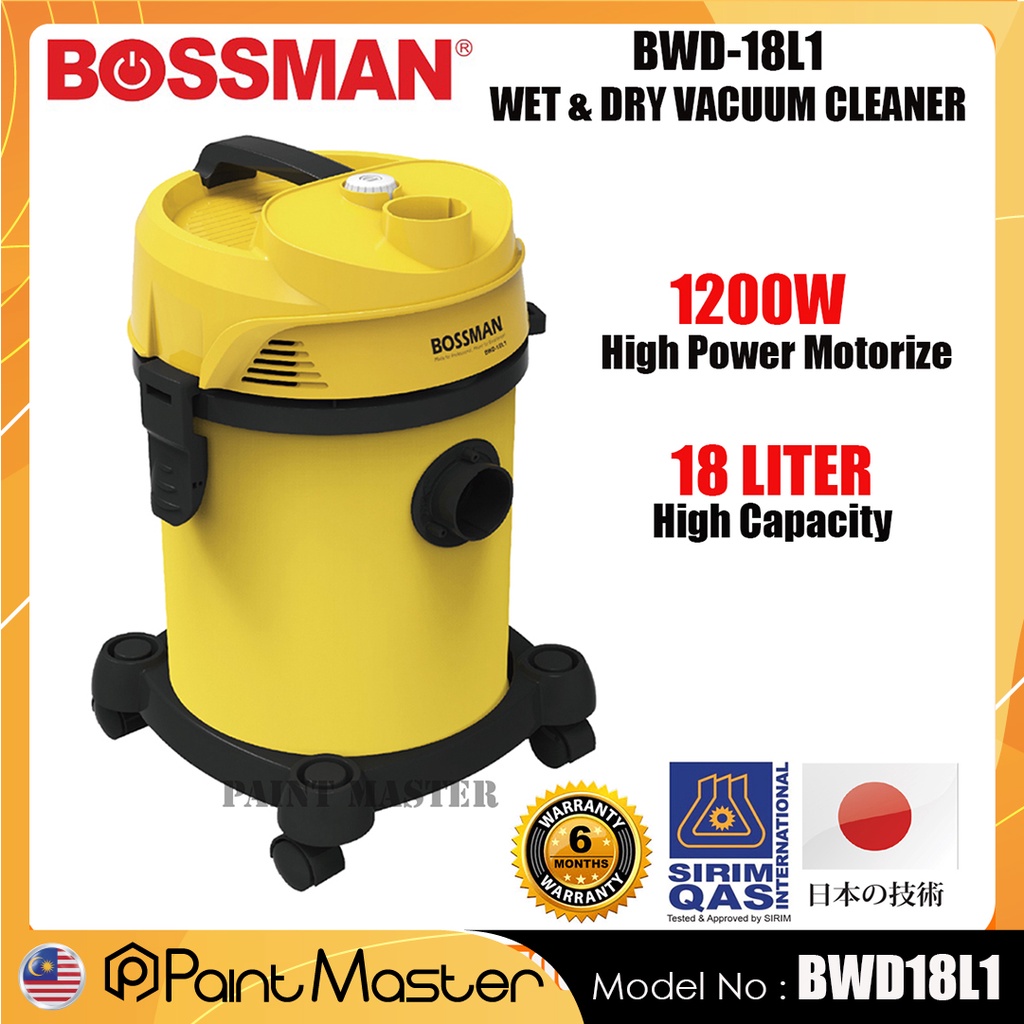BOSSMAN 1500W 18 Litre Wet Dry Vacuum Cleaner Wet & Dry Vacum Vakum BWD ...