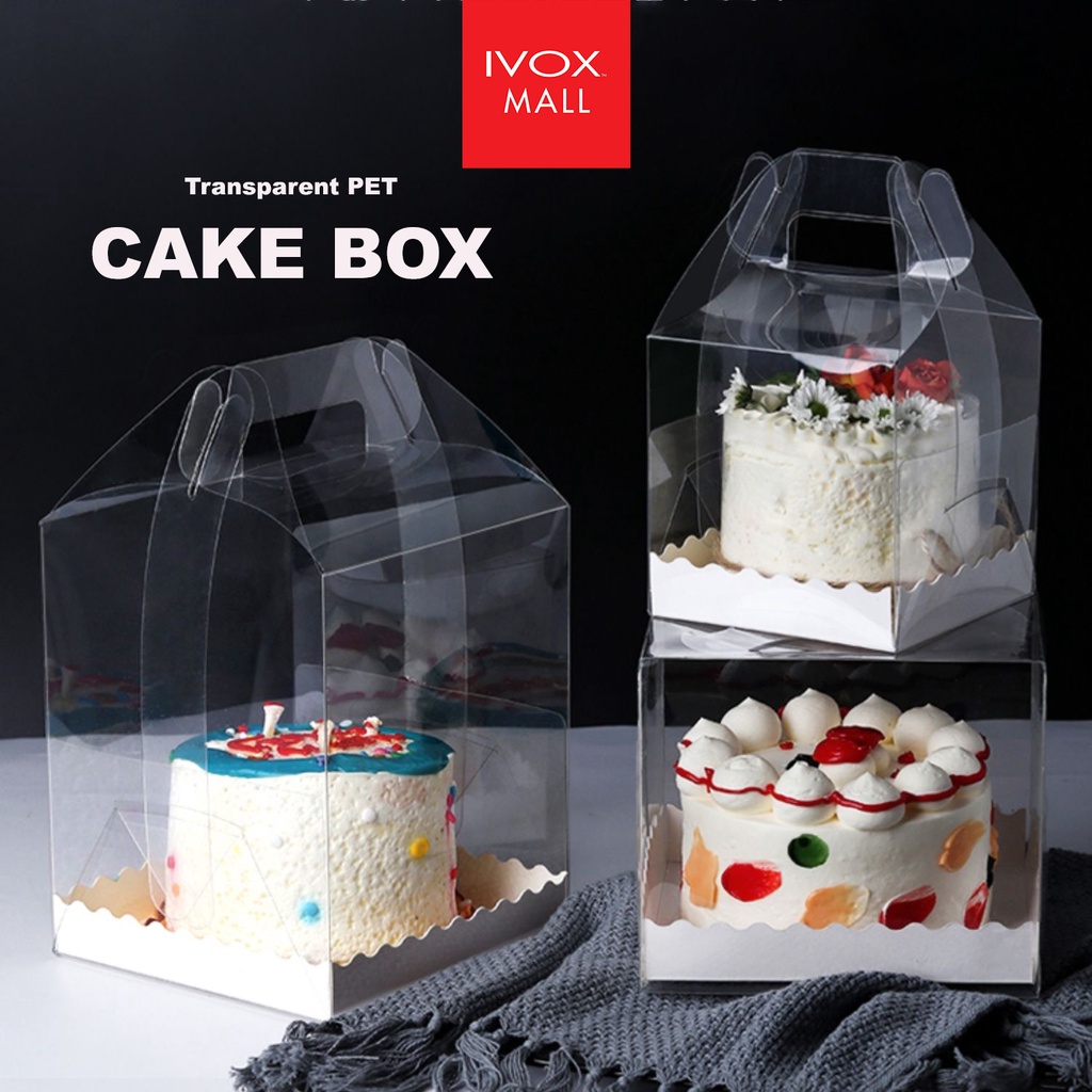 Cake Box Transparent 4/5/6 Inch Square Clear Board Packaging Portable ...