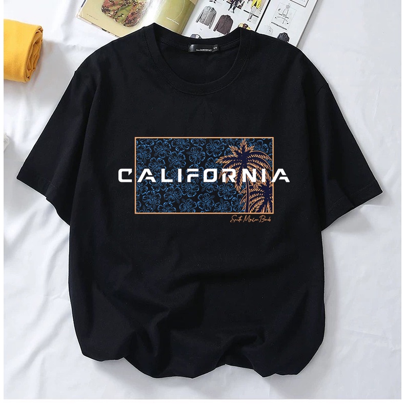 California grafik tees t-shirt cotton lengan pendek lelaki perempuan ...