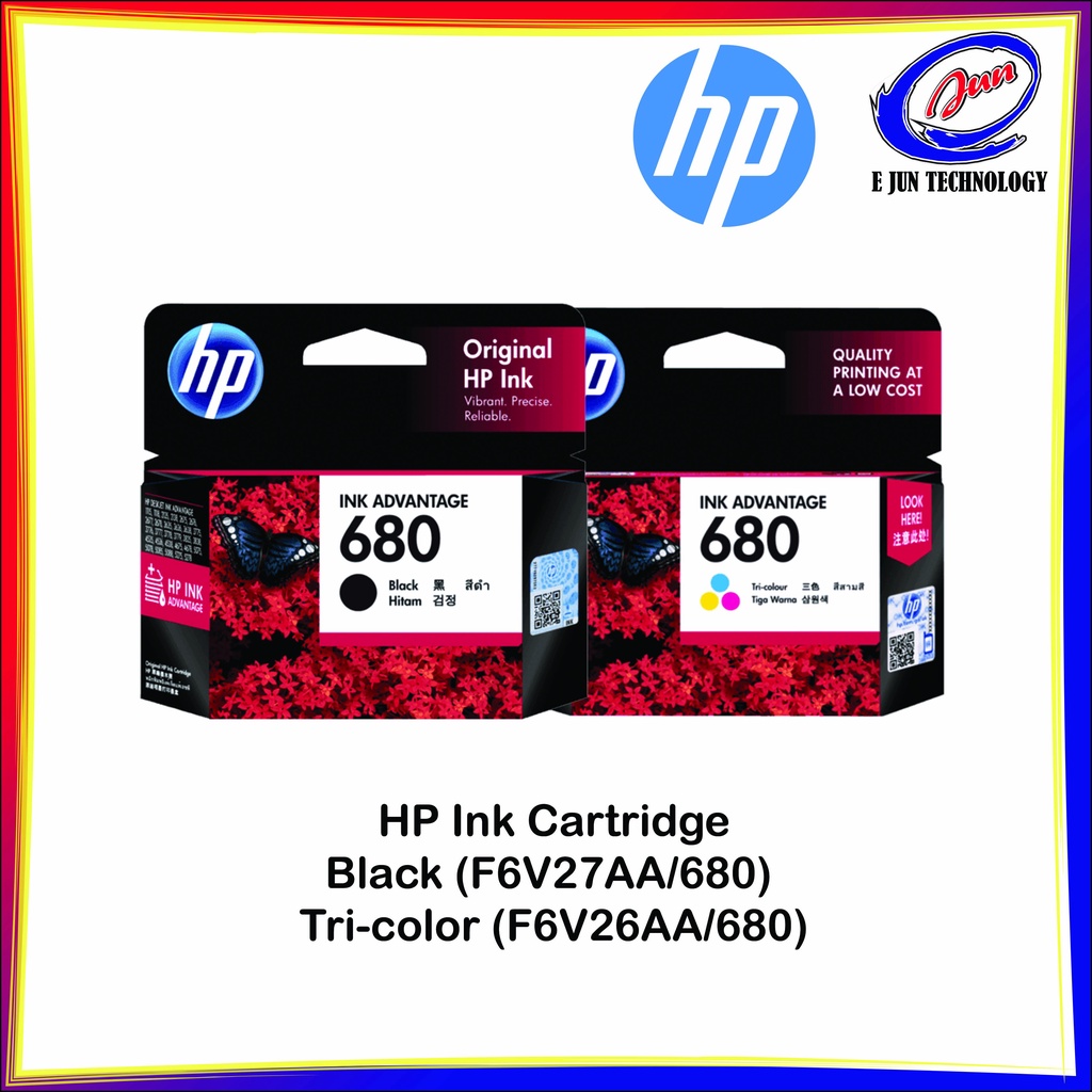 HP 680 Black (F6V27AA/680) / Tri-color (F6V26AA/680) Original Ink ...