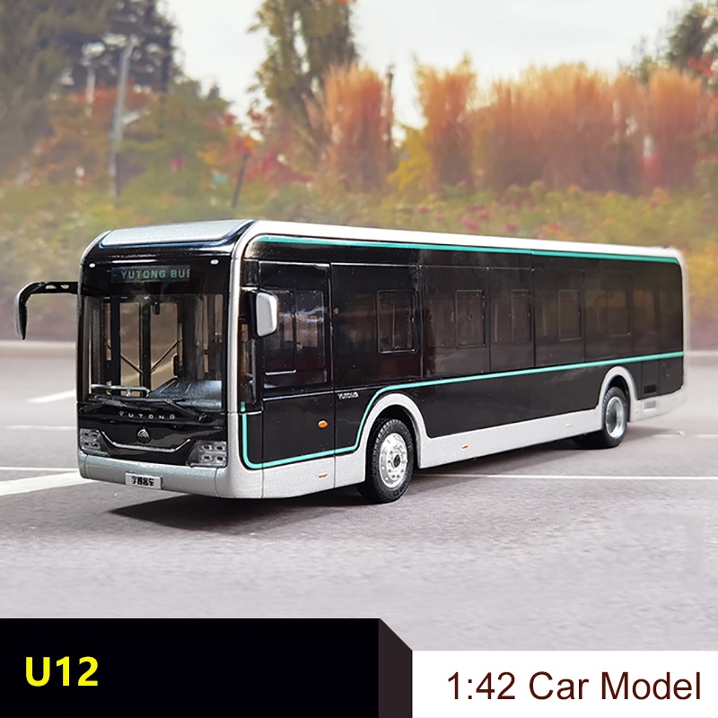 Original 1:42 Yutong Bus Model U12 Black King Kong Model Shanghai Bus Pure Electric Bus Model ...
