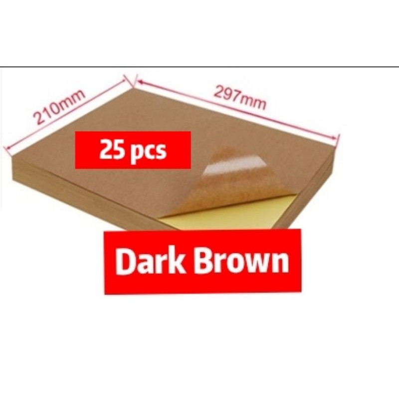 A4 size Kraft Sticker 100pcs Brown Label Sheet Paper with Self Adhesive ...