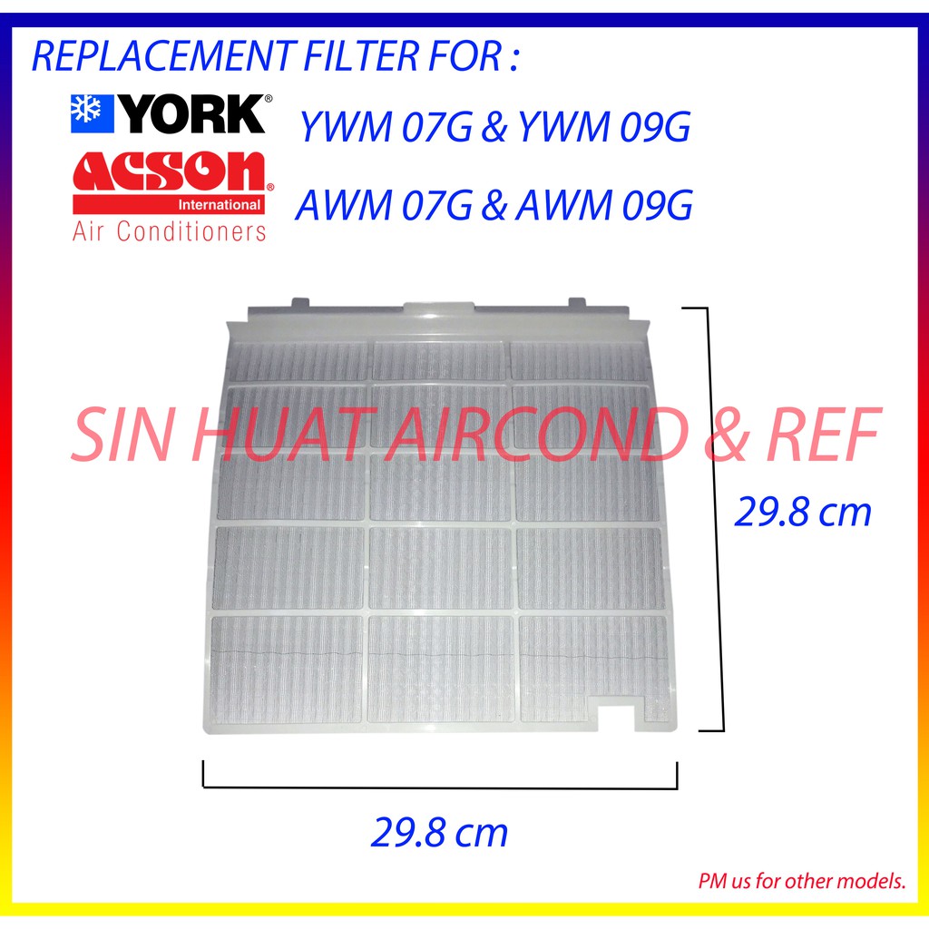 (ORIGINAL) York YWM07G / YWM09G Aircond Filter @ Acson AWM07G / AWM09G ...