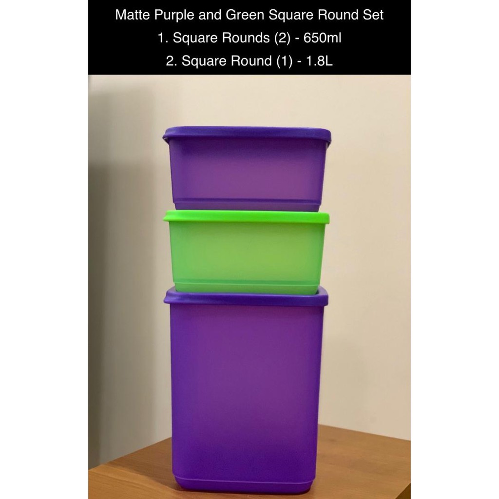 3PCS Matte Square Round Set (Tupperware Brand) | Shopee Malaysia