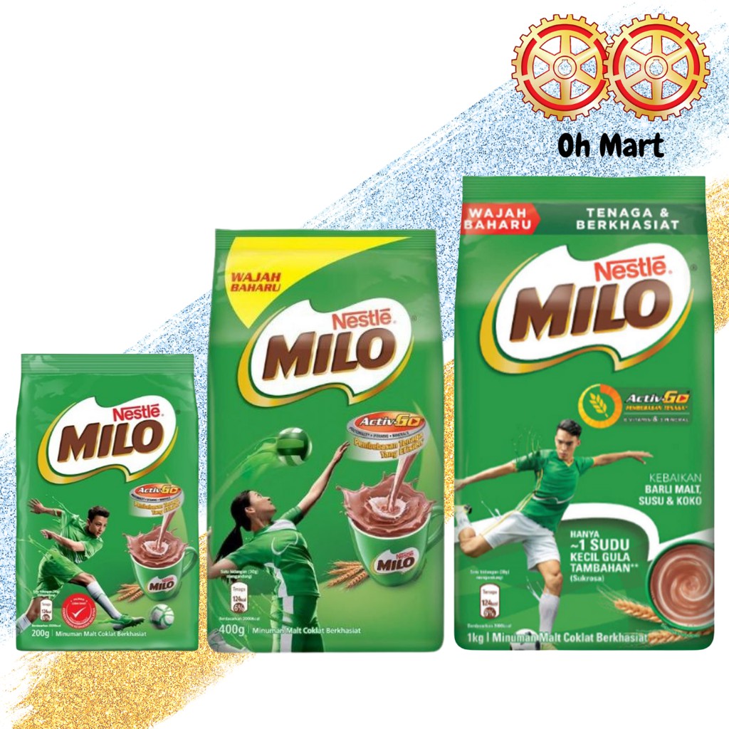 Nestle MILO Activ-Go Chocolate Malt Powder (200g/400g/900g) | Shopee Malaysia