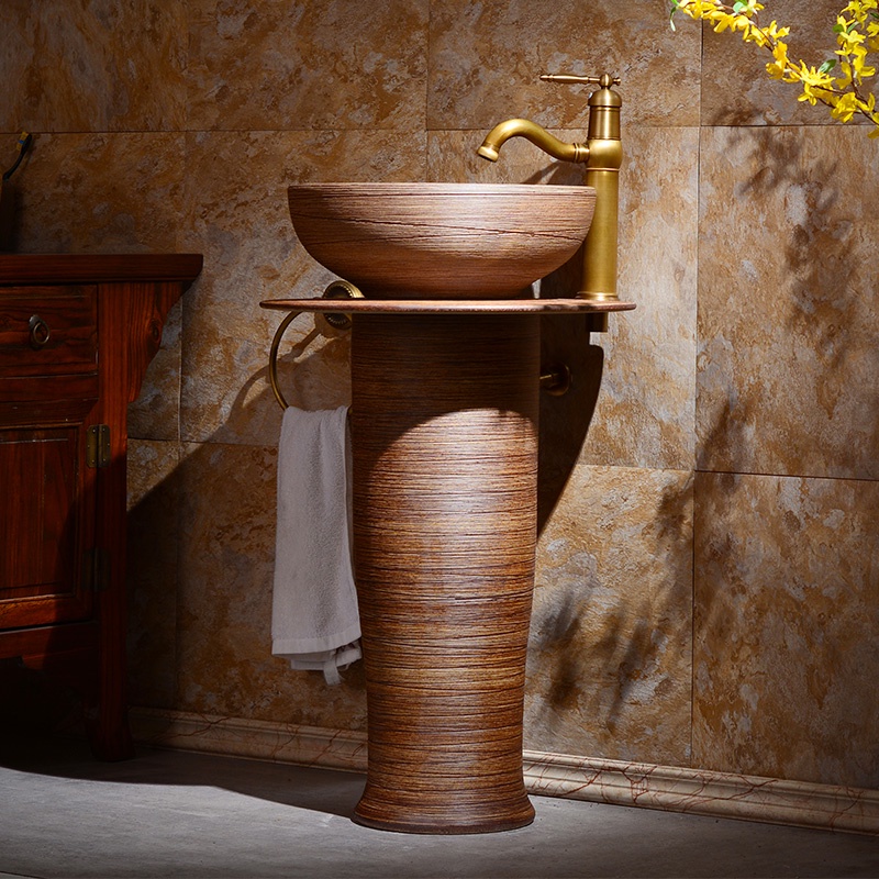 Balcony Ceramic Column Type Washbasin Column Type Floor Garden Outdoor ...