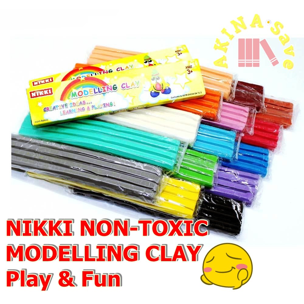 AKINA SAVE 12 COLOUR Nikki Modeling Clay Plasticine Tanah Liat ...