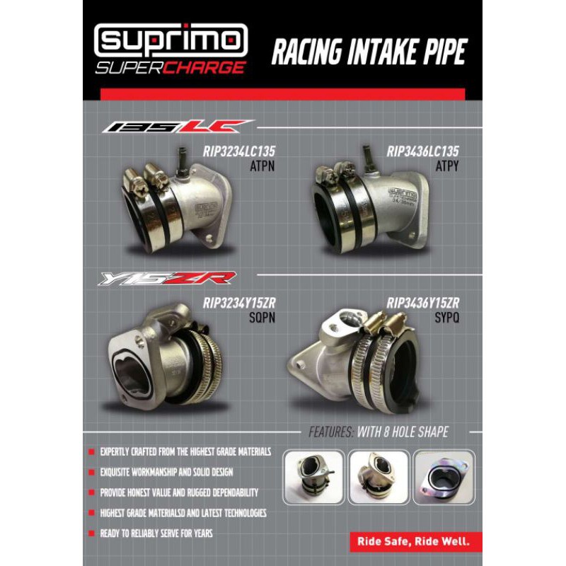 Suprimo super head intake pipe 34mm / 36mm LC135 / Y15 | Shopee Malaysia